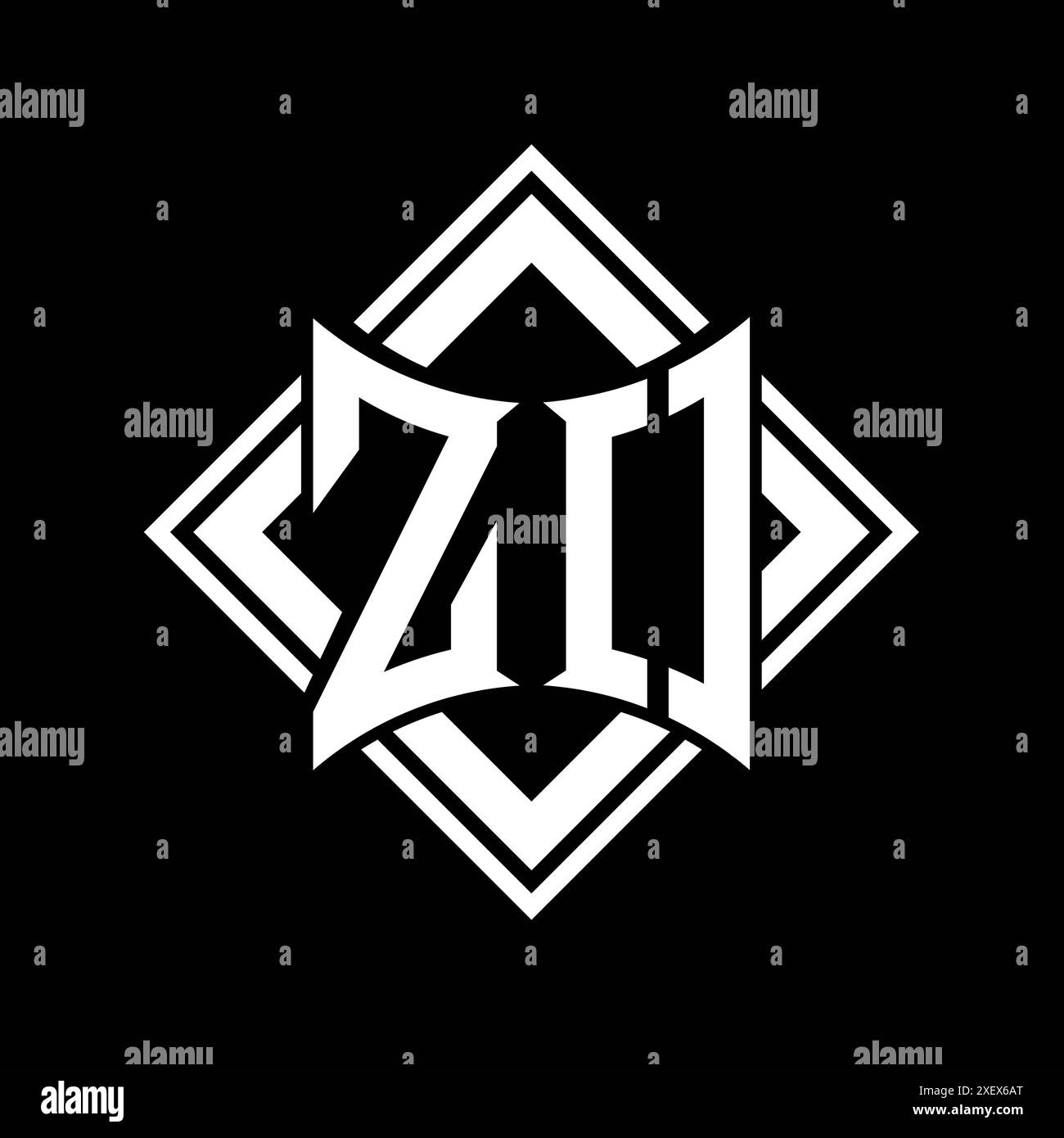 ZO Letter logo with abstract shield shape with square white outline on ...