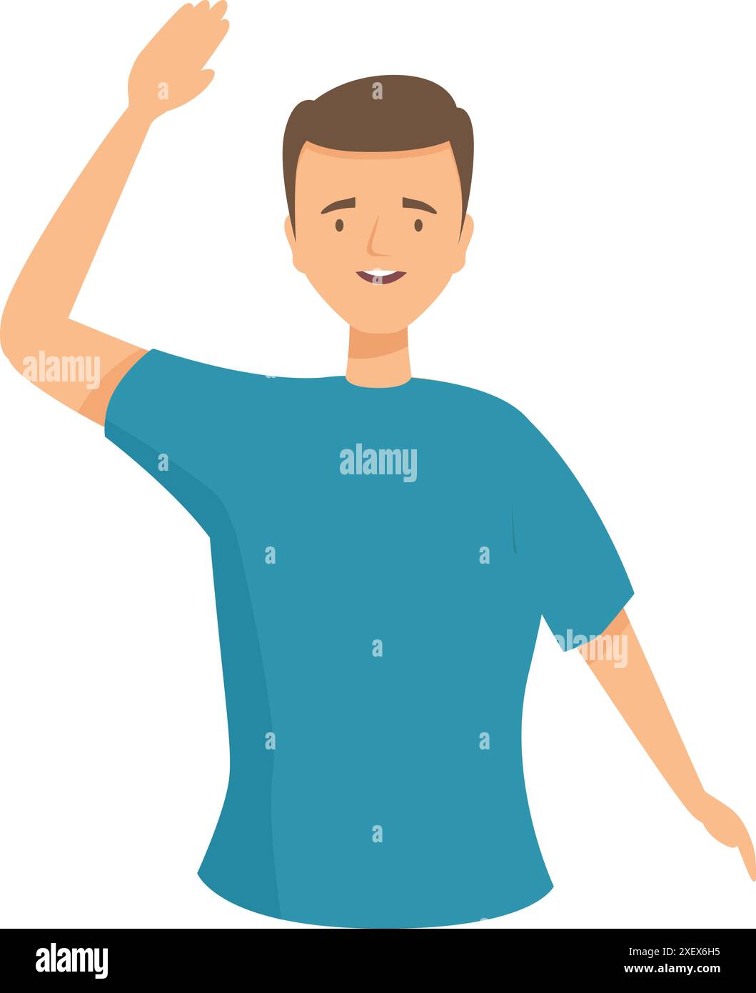 Young man waving hand greeting saying hello illustration Stock Vector ...