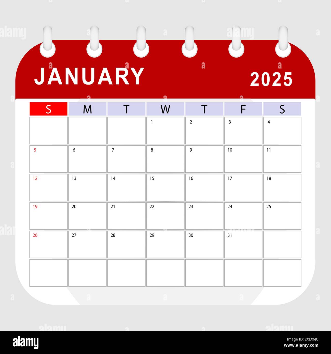 January 2025 calendar. Monthly planner template. Sunday start. Vector ...
