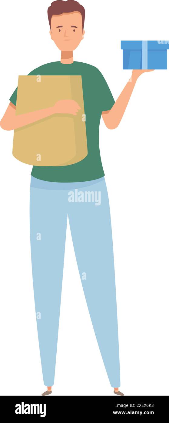 Delivery man holding parcel and gift box, shipping and delivery service ...