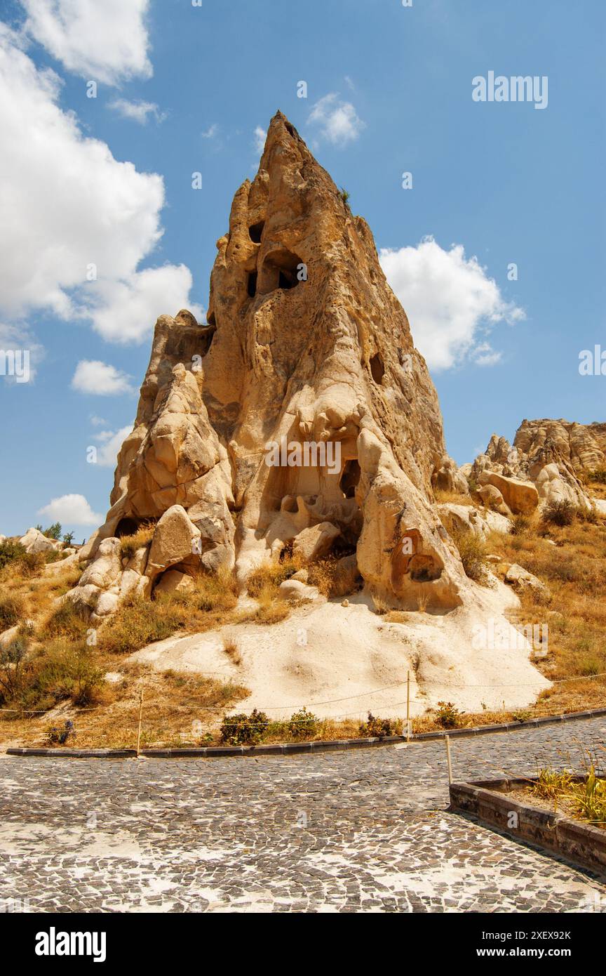 Amazing view of ruins of ancient cave house in Goreme at Cappadocia ...