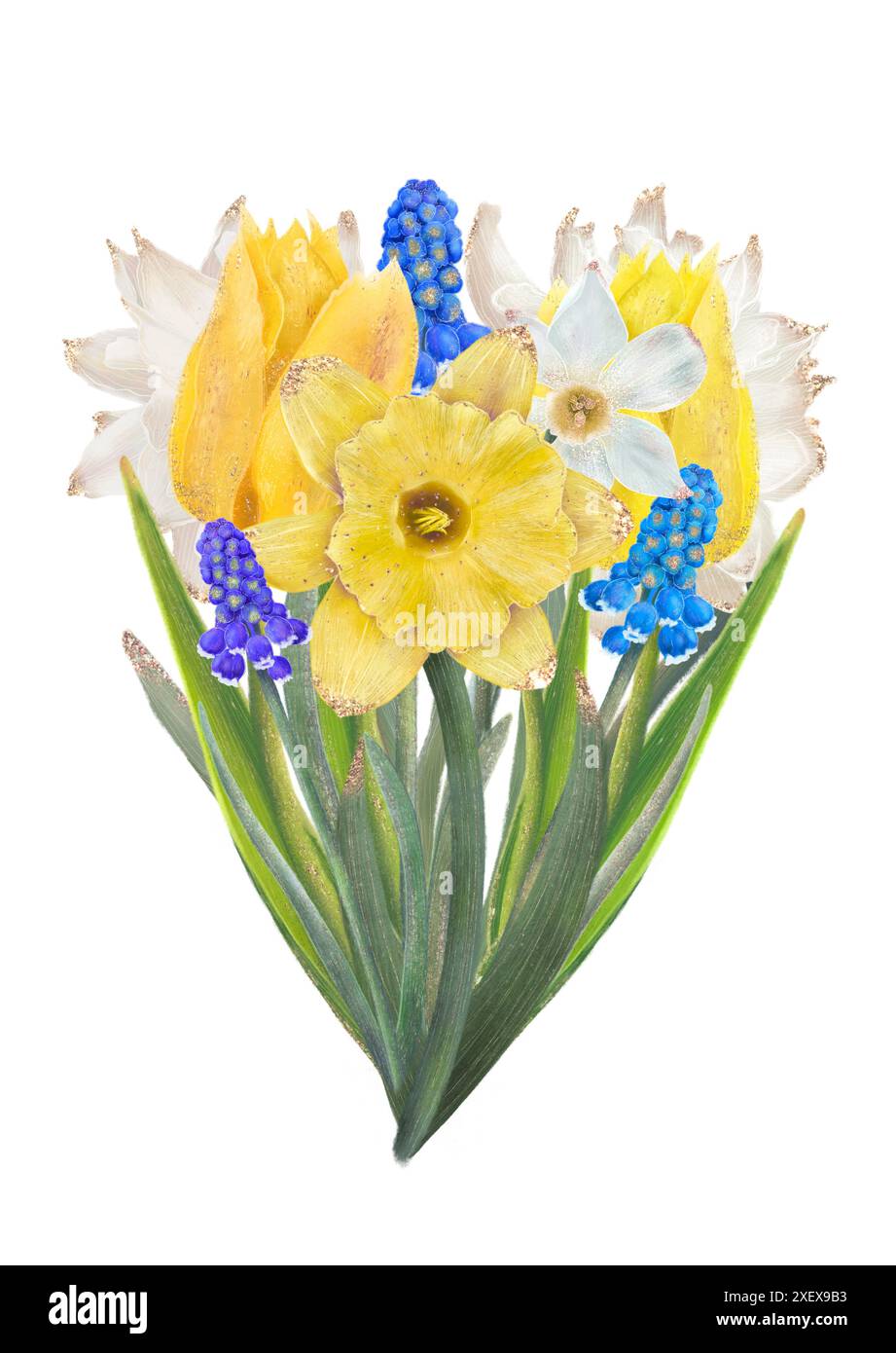 Beautiful watercolor illustration of mixed spring flowers including ...