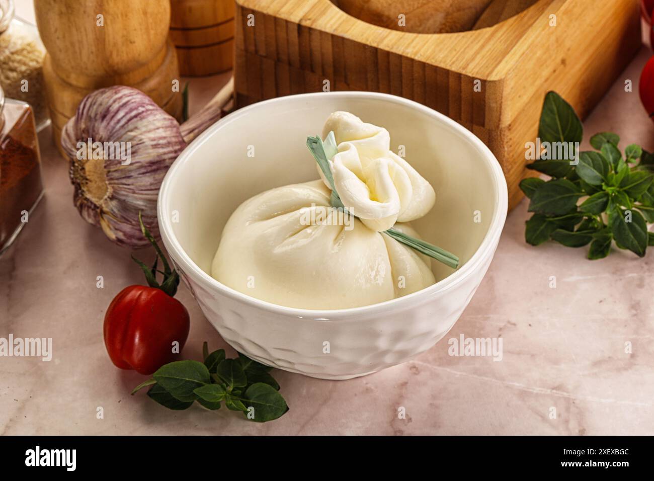 Italian dairy soft young cheese - Burrata Stock Photo - Alamy