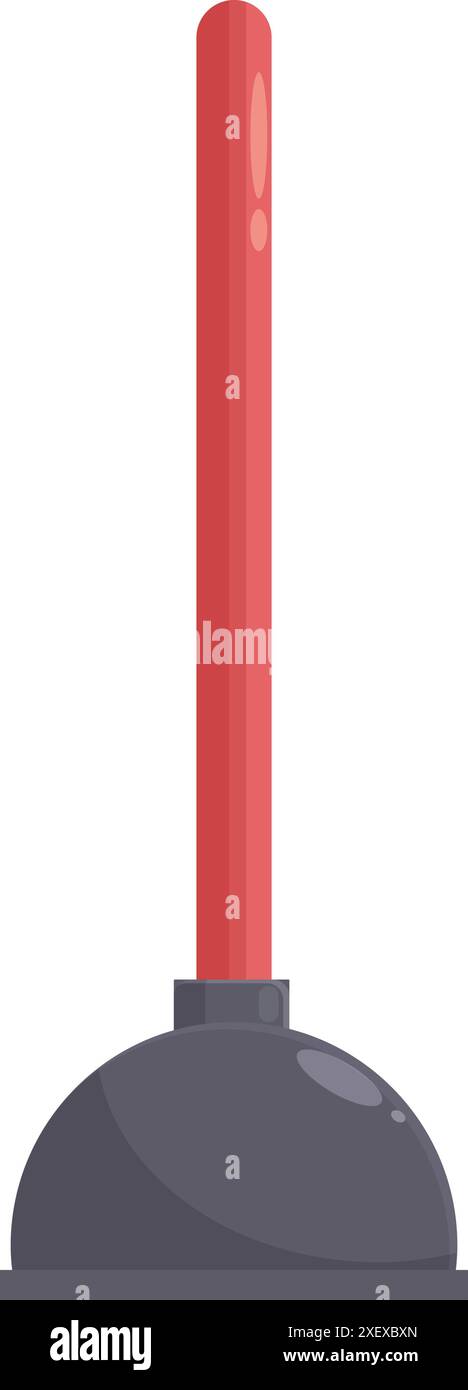 Red rubber plunger standing upright, an essential tool for plumbing and ...