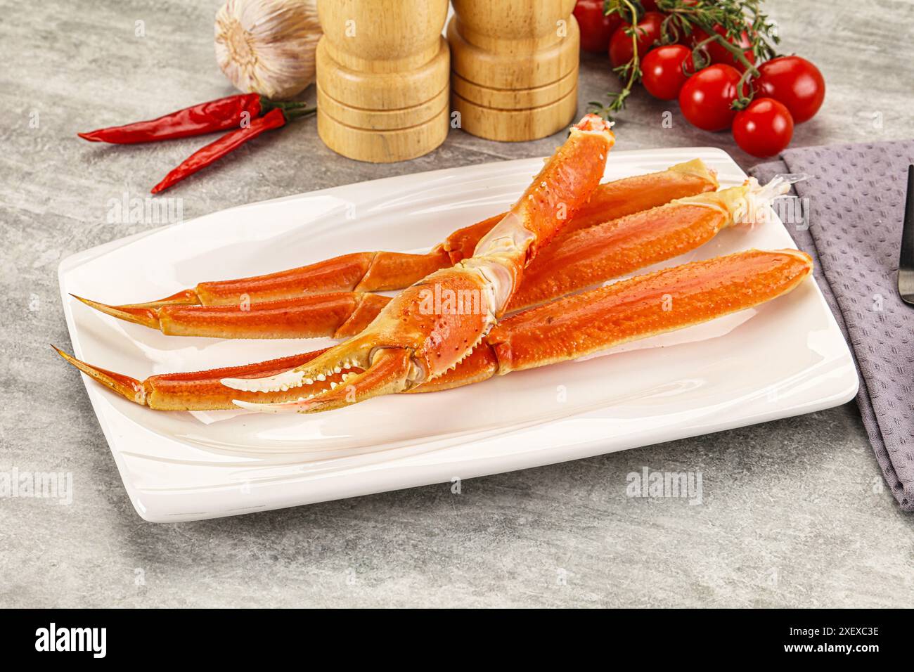 Delicous luxury boiled crab claw legs Stock Photo - Alamy