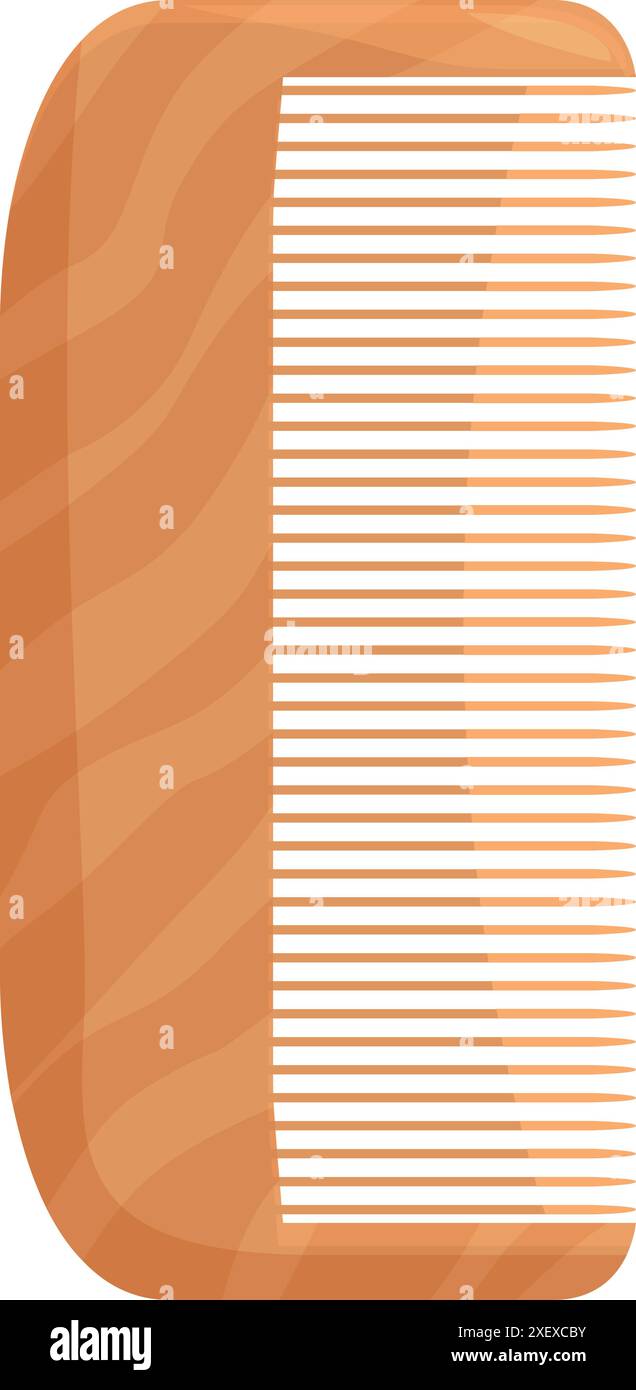 Simple wooden comb with fine teeth lying vertically on white background ...