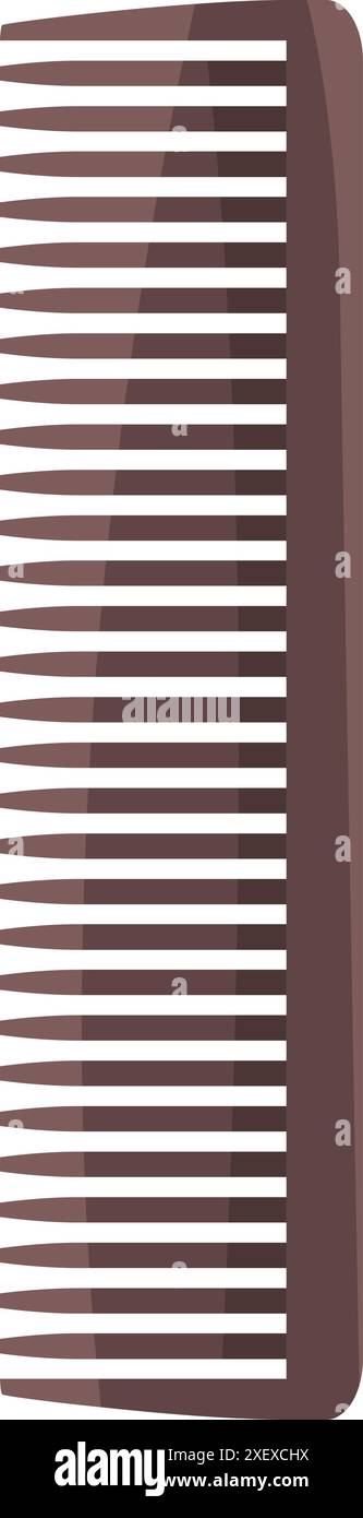 Brown plastic hair comb is standing upright, its teeth are long and ...