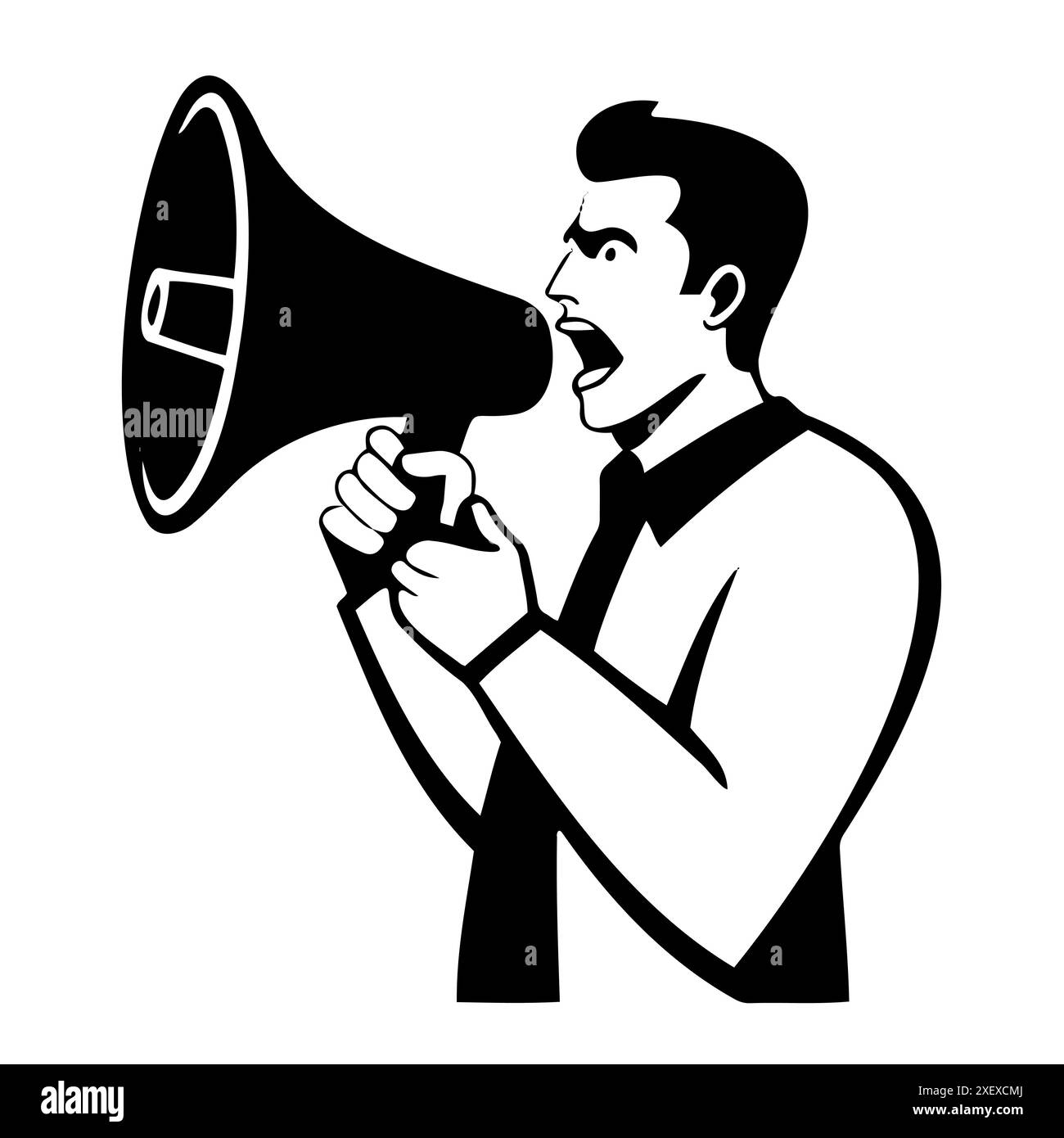 Man Shouting into Megaphone Silhouette Stock Vector Image & Art - Alamy