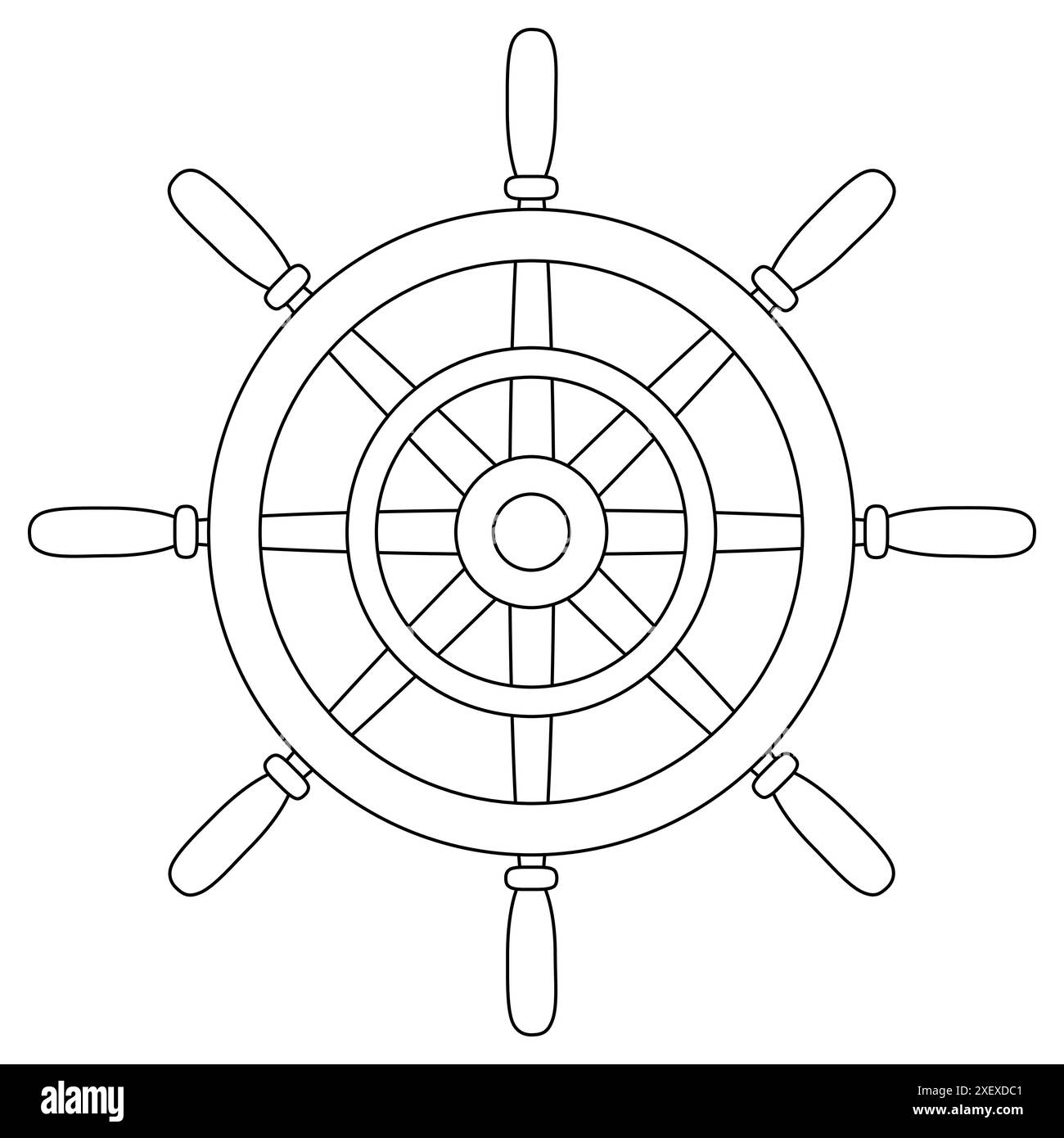 Detailed nautical ship wheel coloring page for kids and adults. Perfect ...