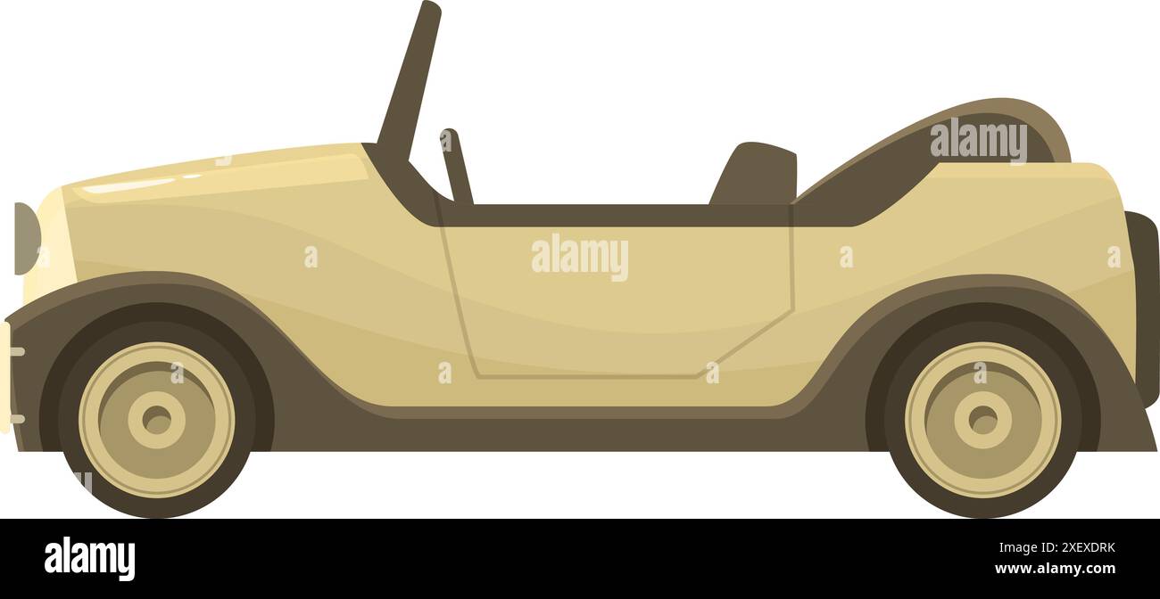 Classic beige convertible car parked in profile, showcasing its vintage ...