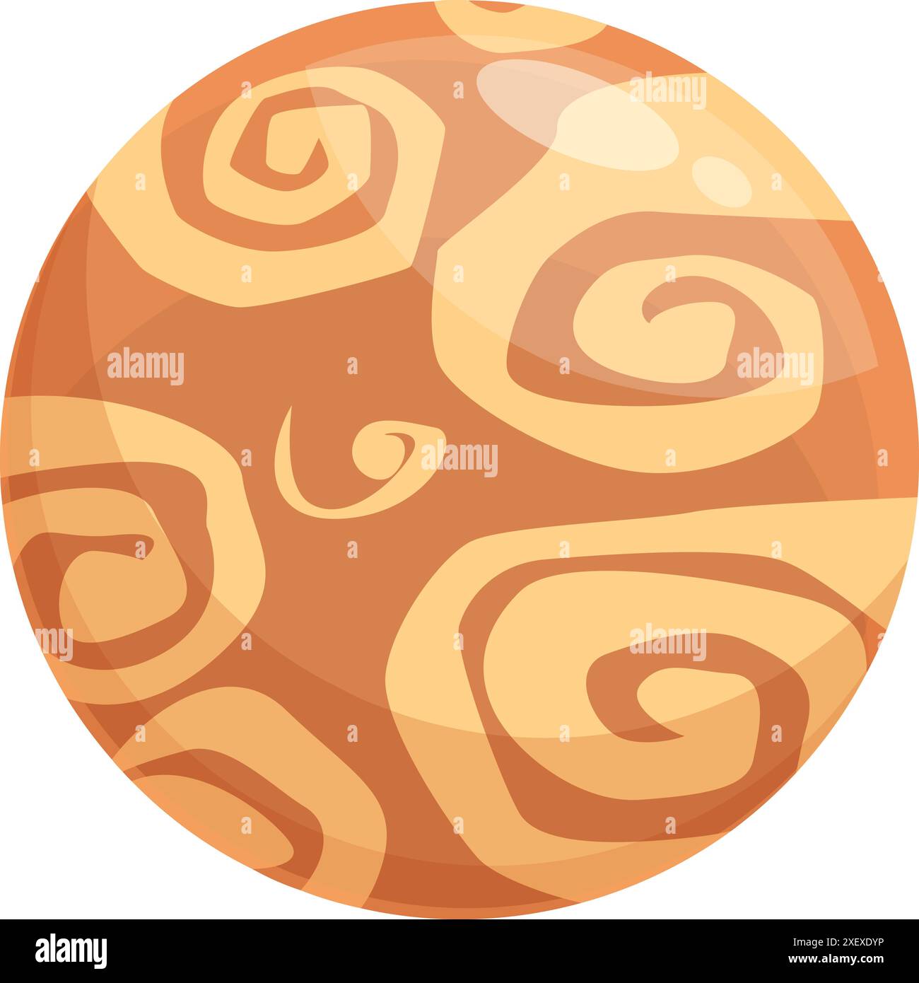 Cartoon orange planet with round craters rotating in its orbit Stock ...