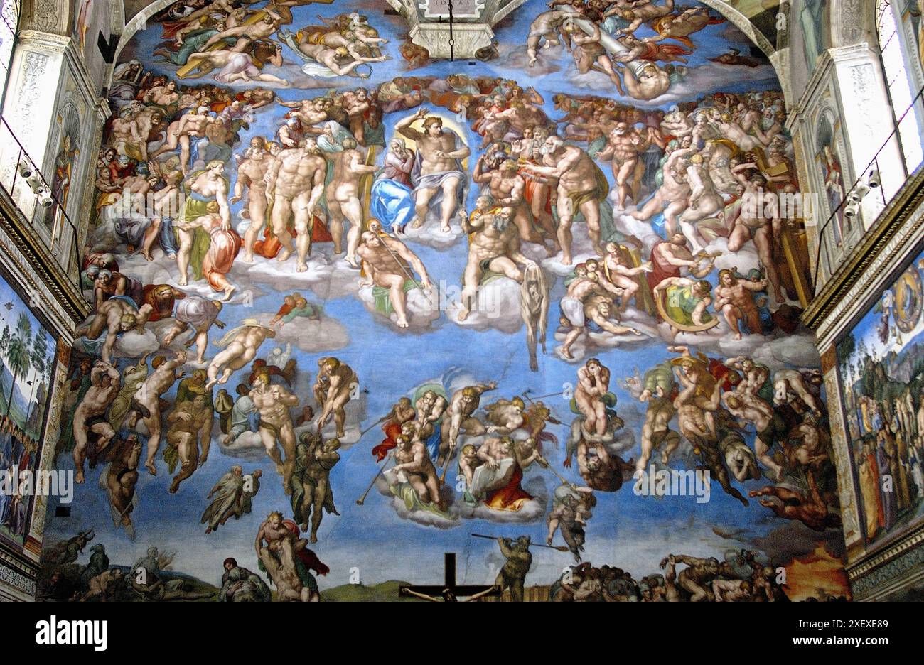 ¥Last Judgment¥ fresco by Michelangelo on the west wall of the Sistine ...