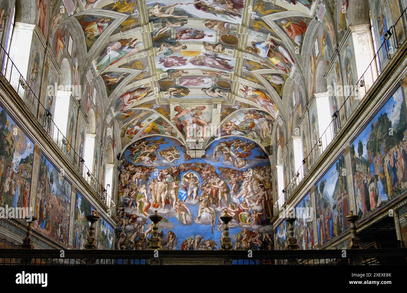 Renaissance frescoes by Michelangelo in the Sistine Chapel, Vatican Palace museums. Vatican City ...
