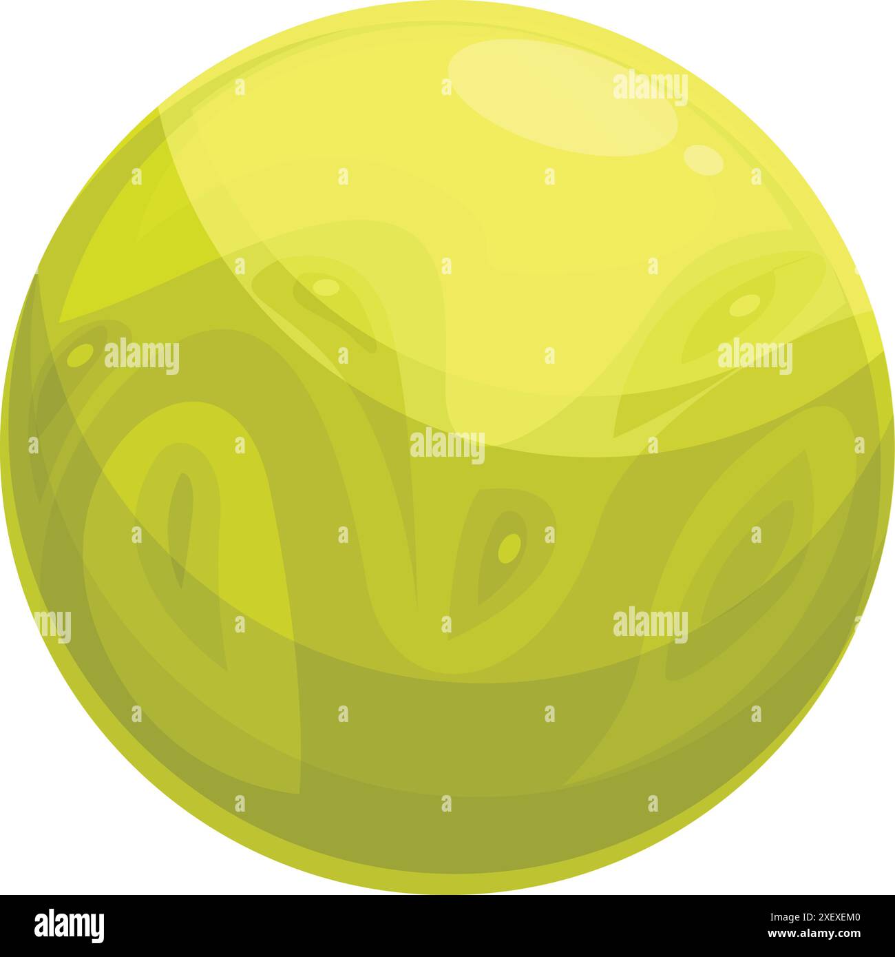 Illustration of a yellow planet rotating in open space with craters ...