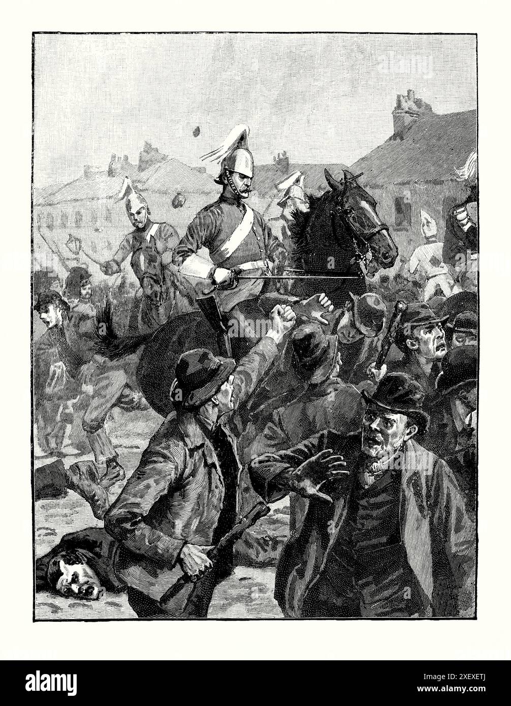 An old engraving of Dragoons and Highlanders scattering rioters in ...