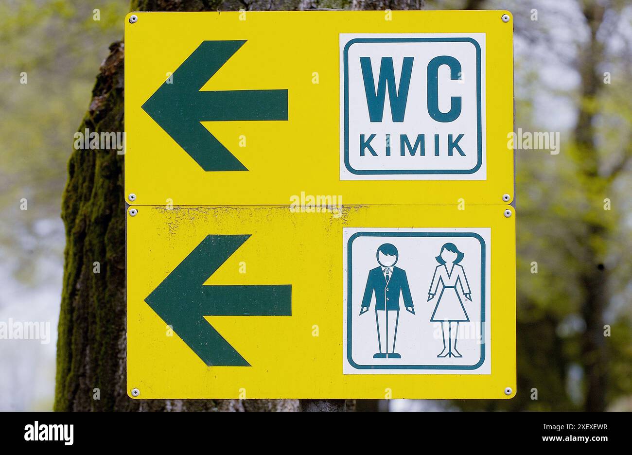 Restroom signs at camp site. Camping Fusina, Venezia. Veneto, Italy ...