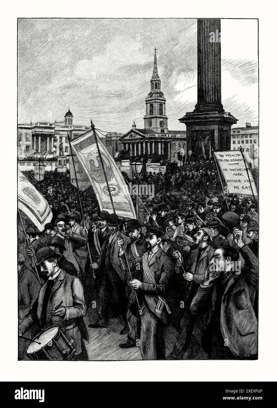 An old engraving of a rally commemorating ‘Bloody Sunday’, Trafalgar ...
