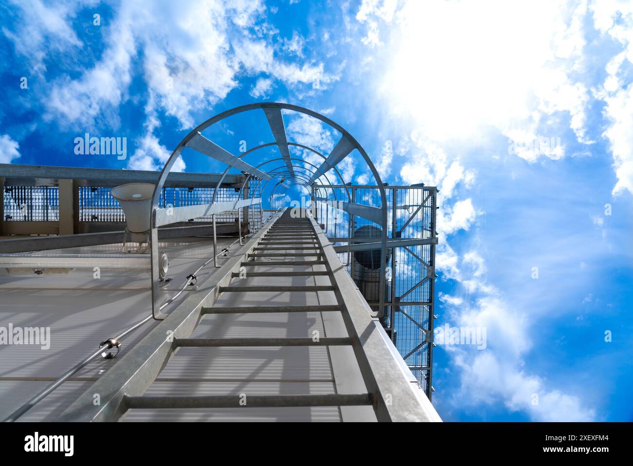 Stairs to the roof of the compressor station building. Concept of ...