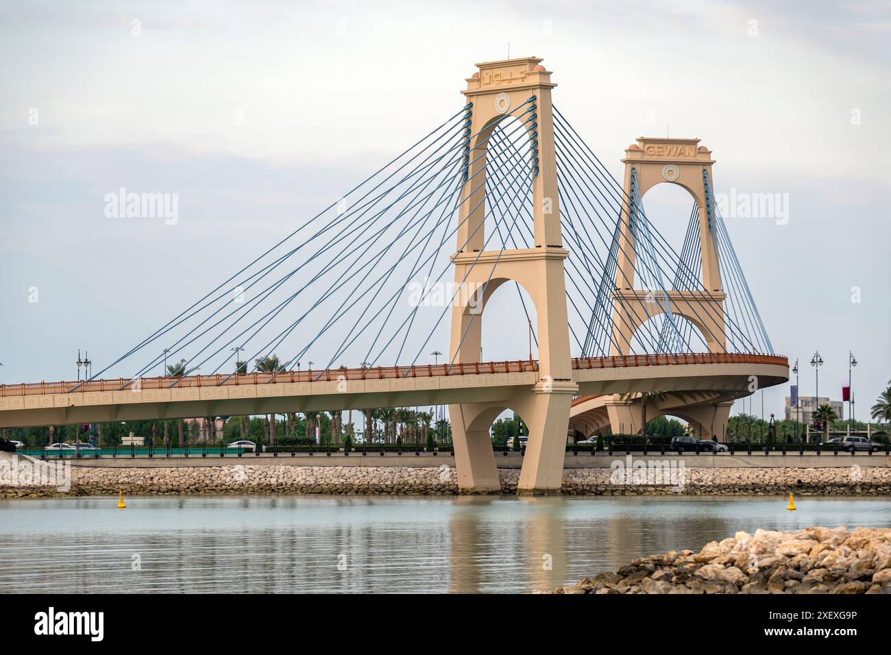 Gewan bridge in the entrance of pearl Qatar residential area Stock ...