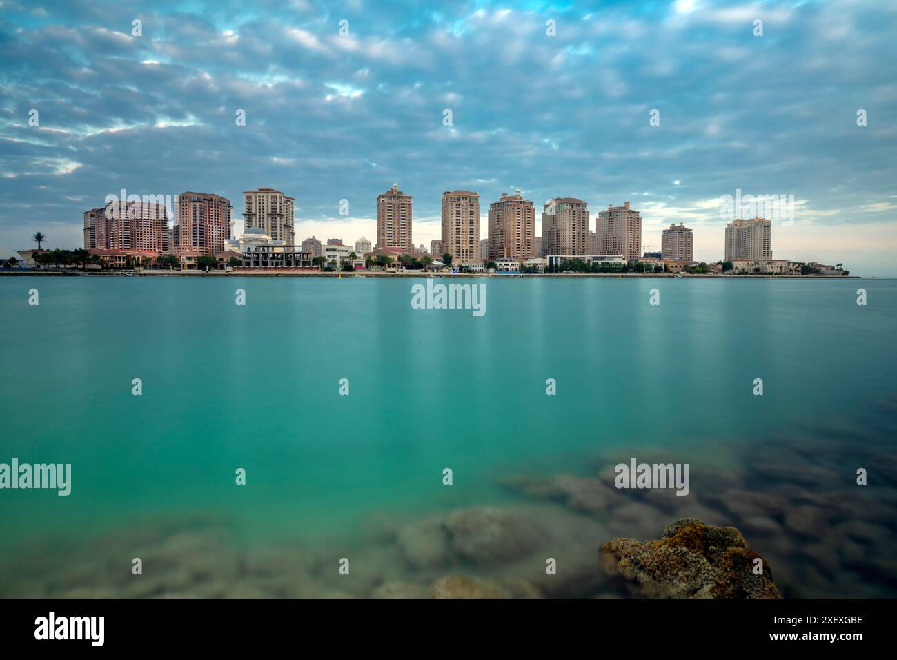 Pearl Qatar buildings and Highrise Porto Arabia Qatar Stock Photo - Alamy