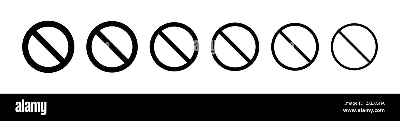 Set of black ban symbol. Set of prohibition sign. Stop symbol. black ...