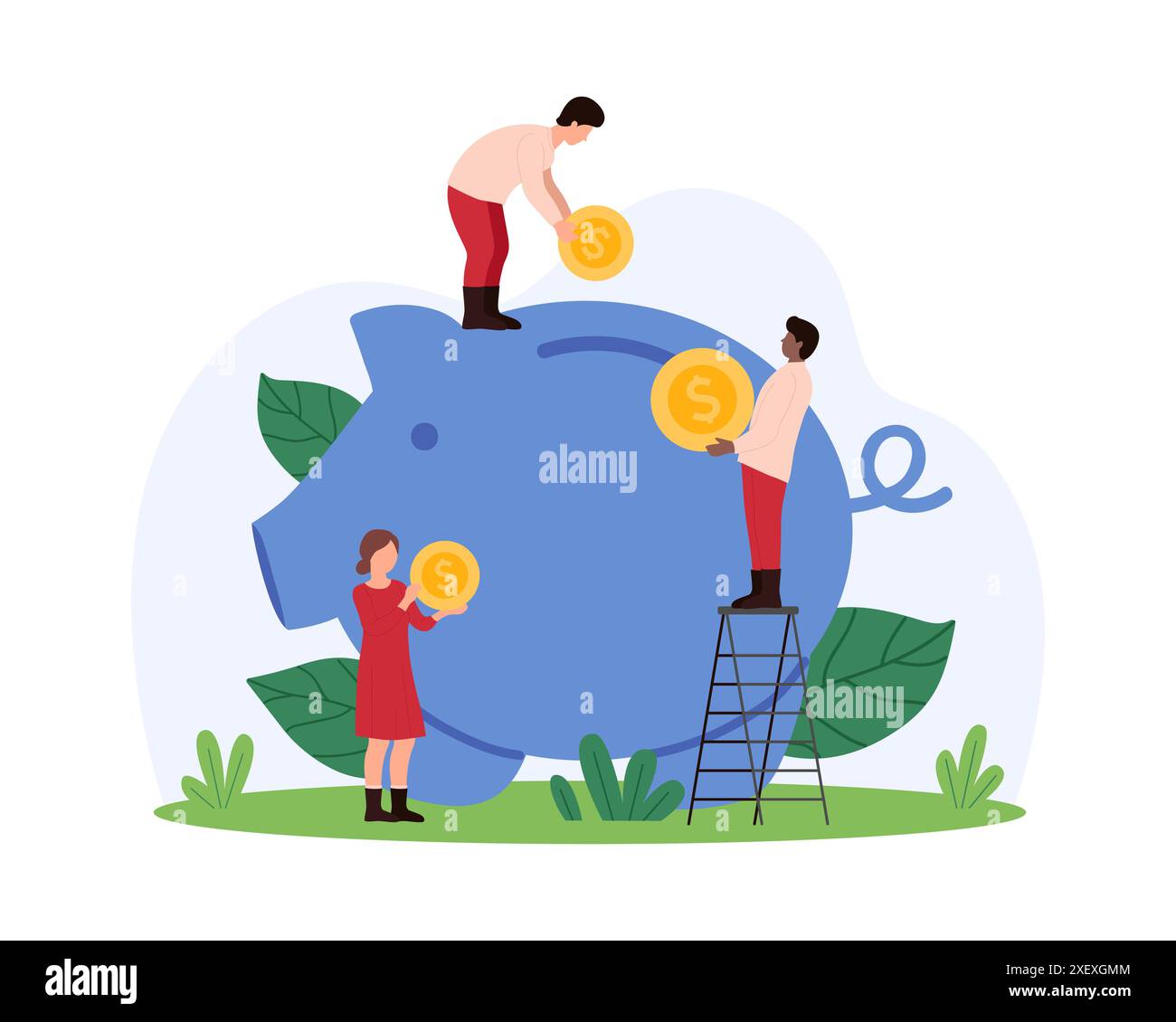 Finance investment and economy with money box, bank deposit, charity ...