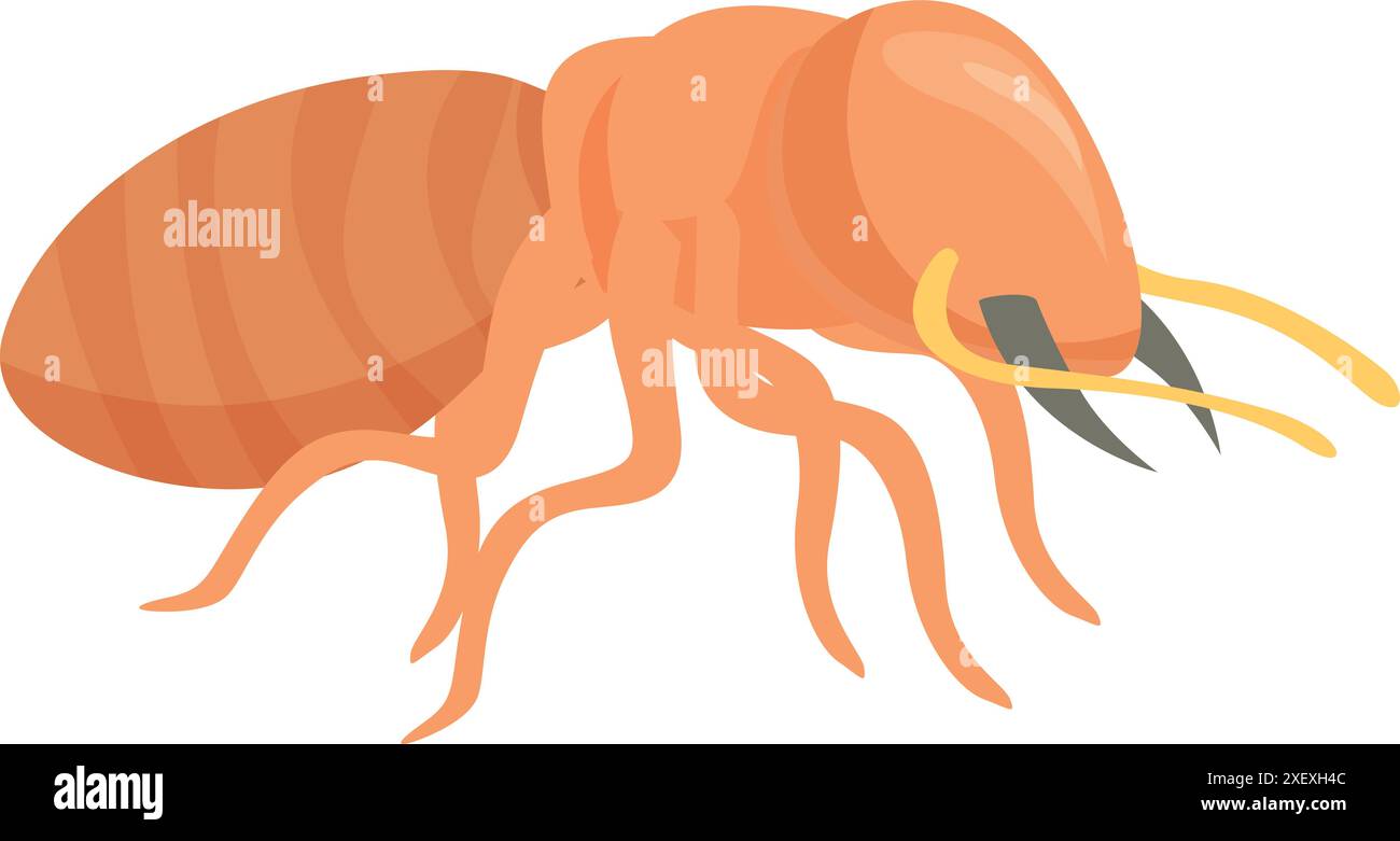 Cartoon big termite with six legs walking on white background Stock ...