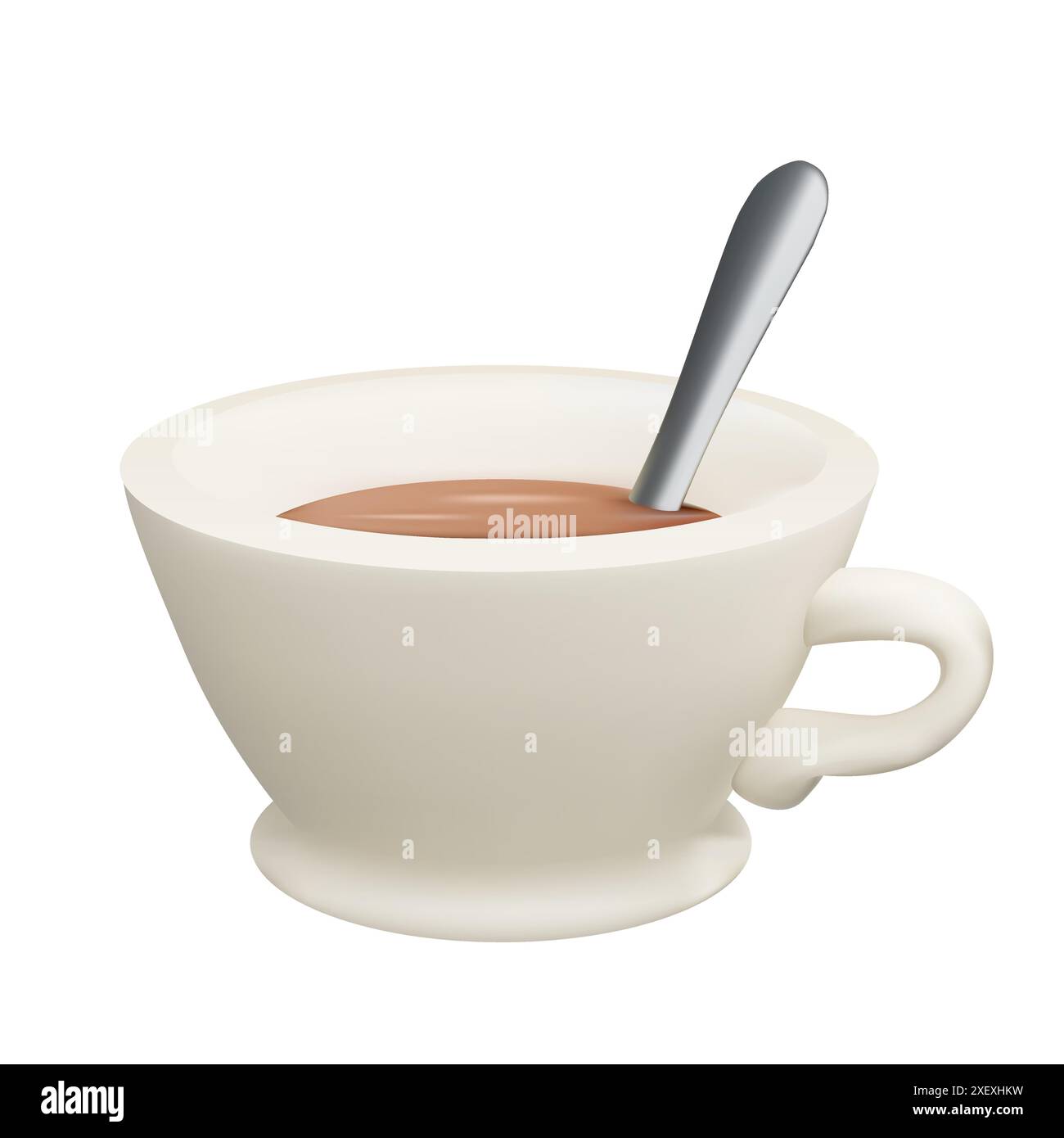Vector realistic 3D illustration of a white porcelain cup with tea and ...