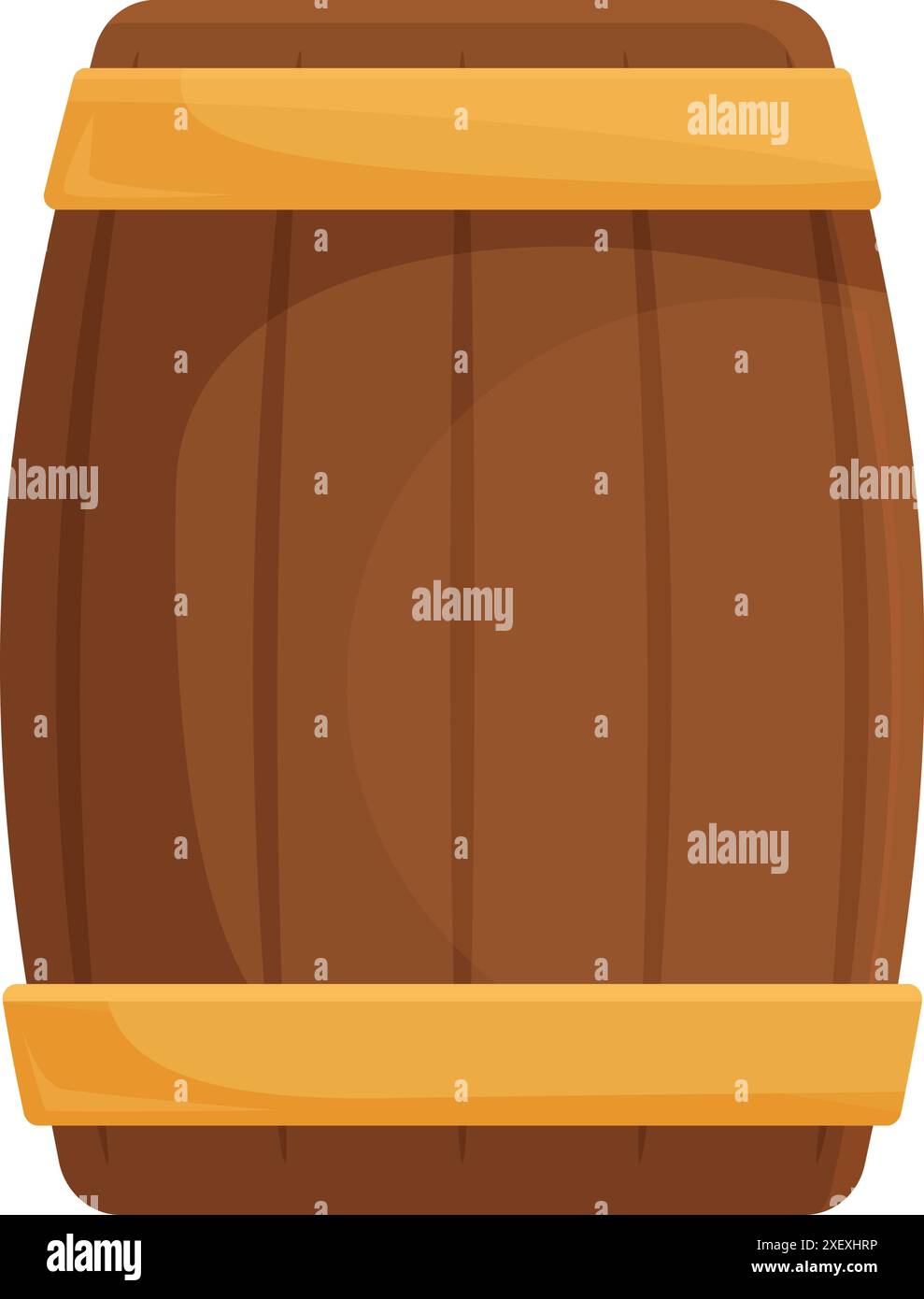 Classic wooden barrel with metal bands, used for aging and storing ...