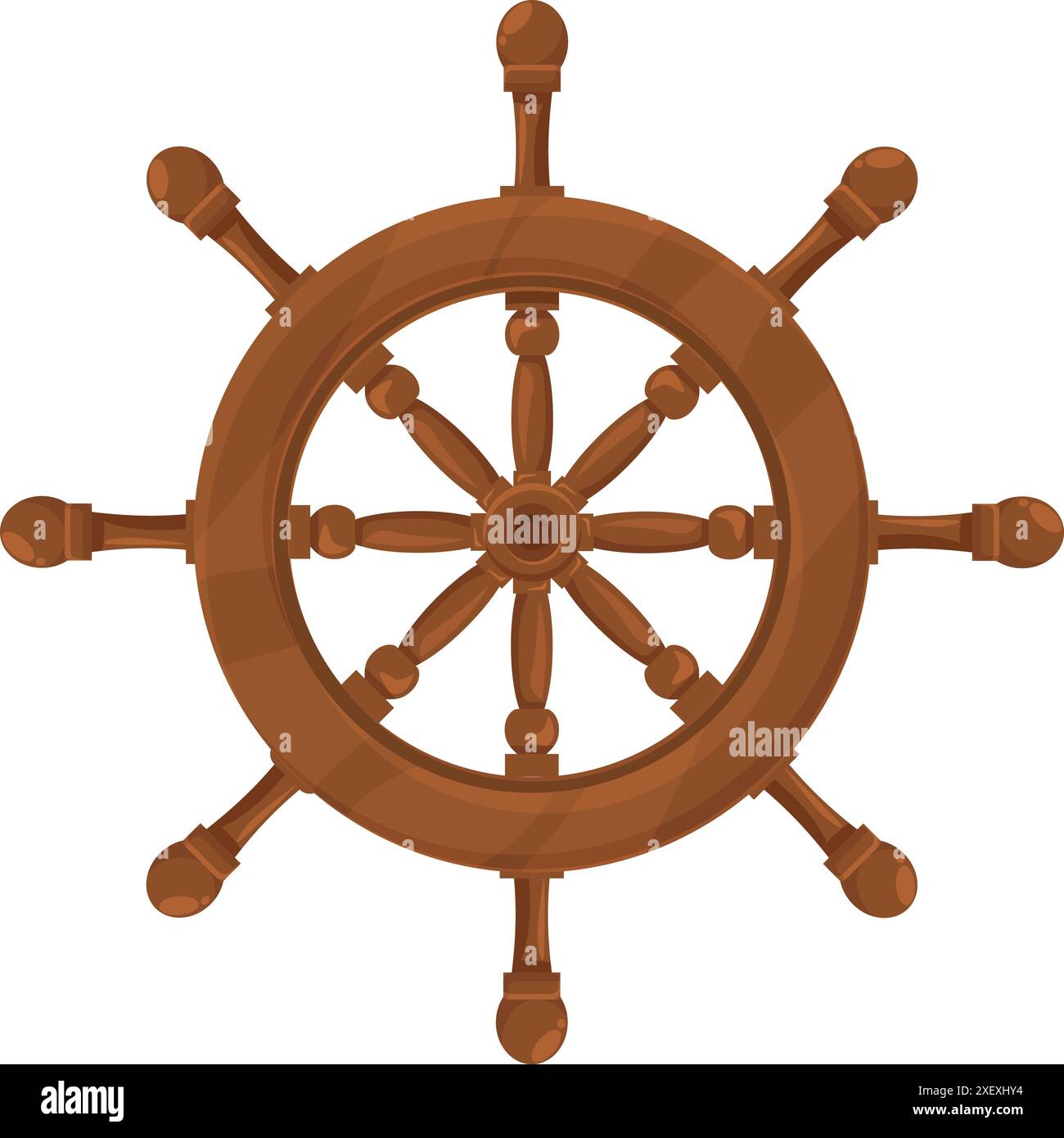 Classic ship steering wheel made of wood, used for navigation and ...