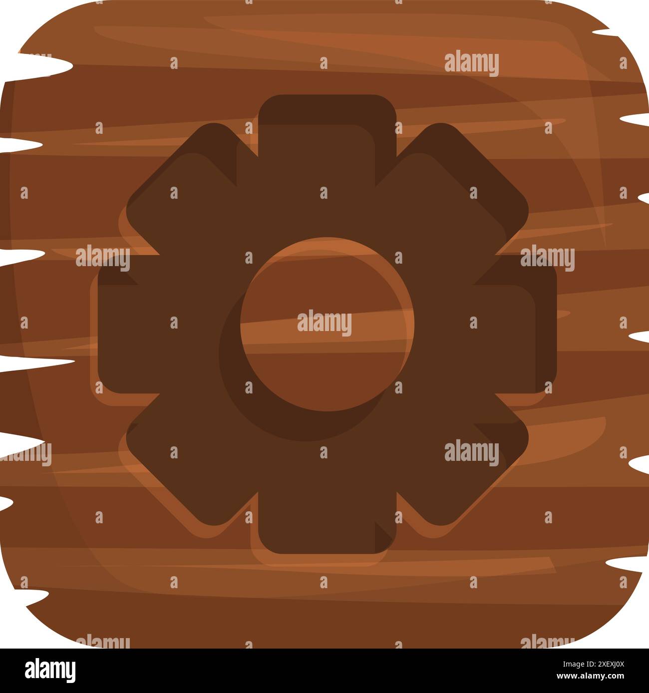 Illustration of a gear carved in wood, suggesting settings or ...