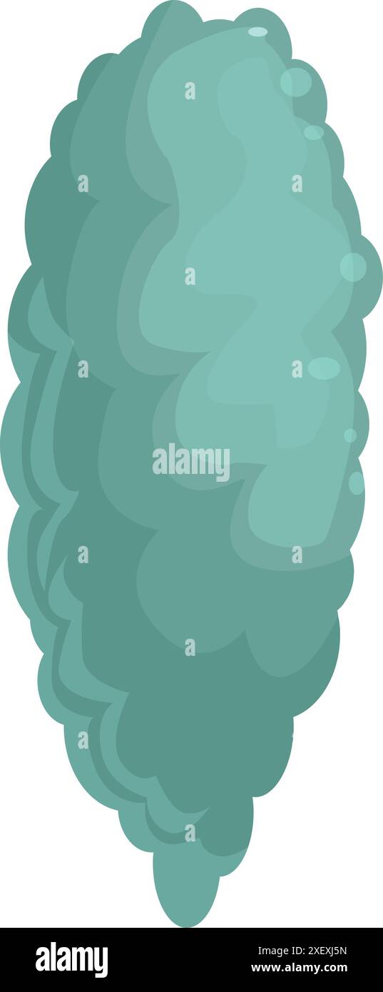Green smoke cloud floating in the air, abstract illustration in cartoon ...