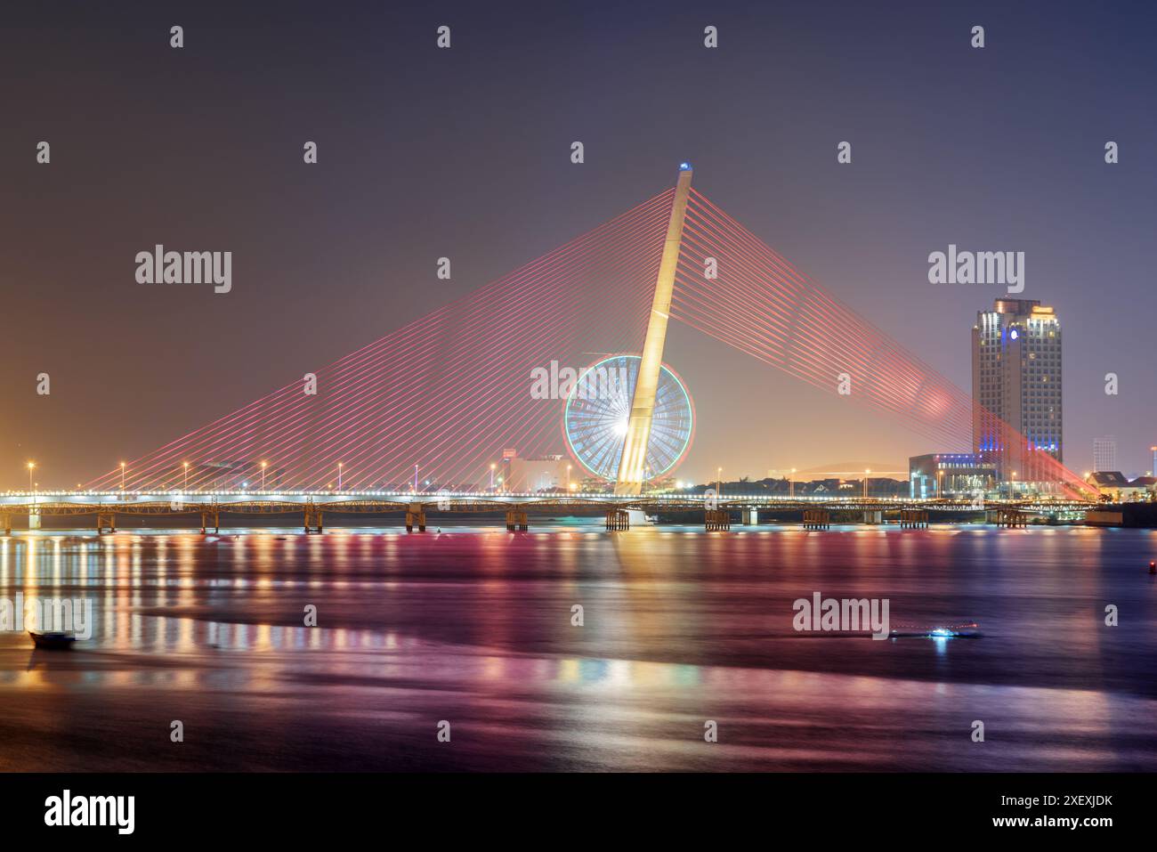 Night view of huge Ferris wheel and the Nguyen Van Troi - Tran Thi Ly ...