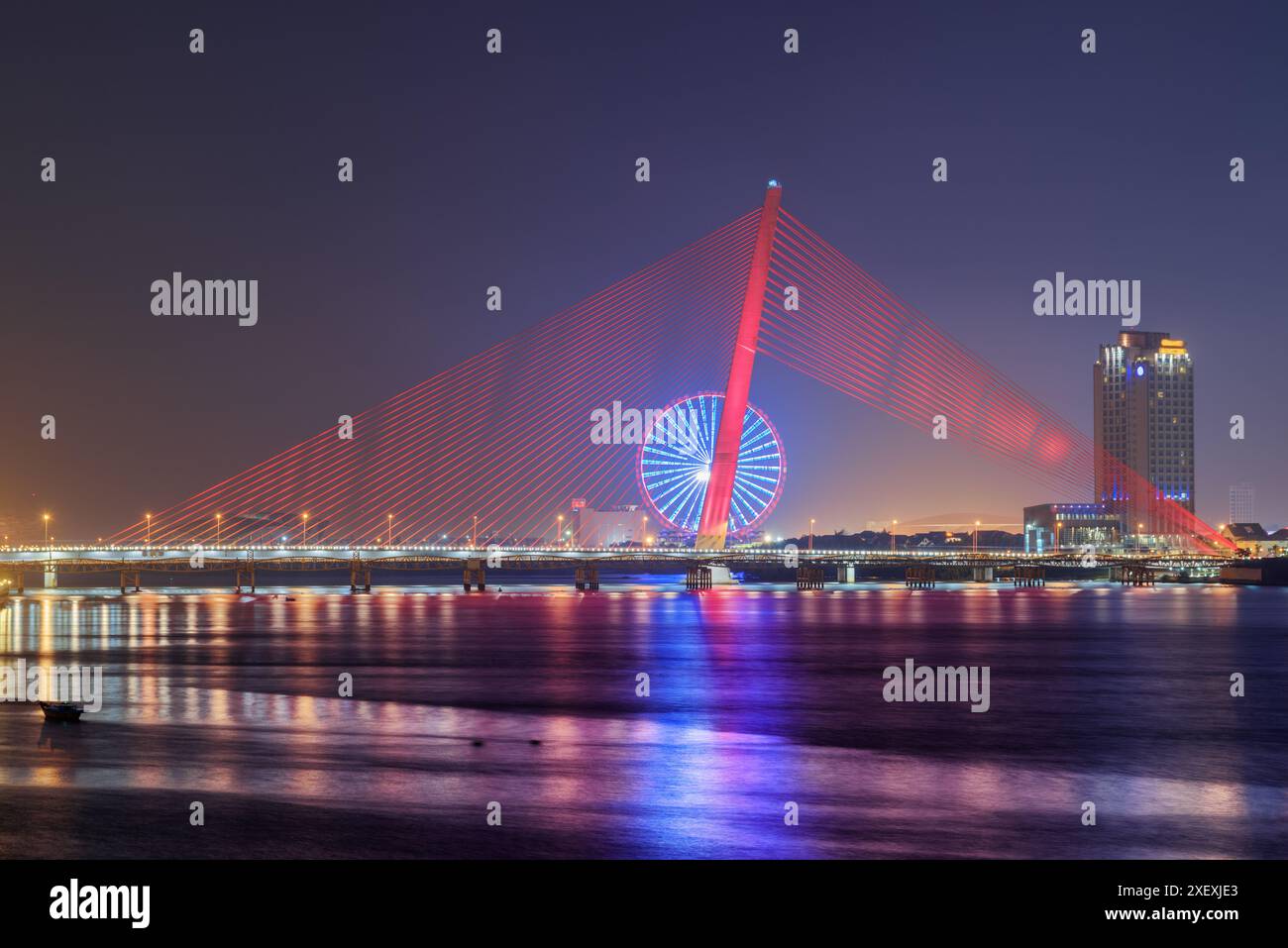 Night view of huge Ferris wheel and the Nguyen Van Troi - Tran Thi Ly ...