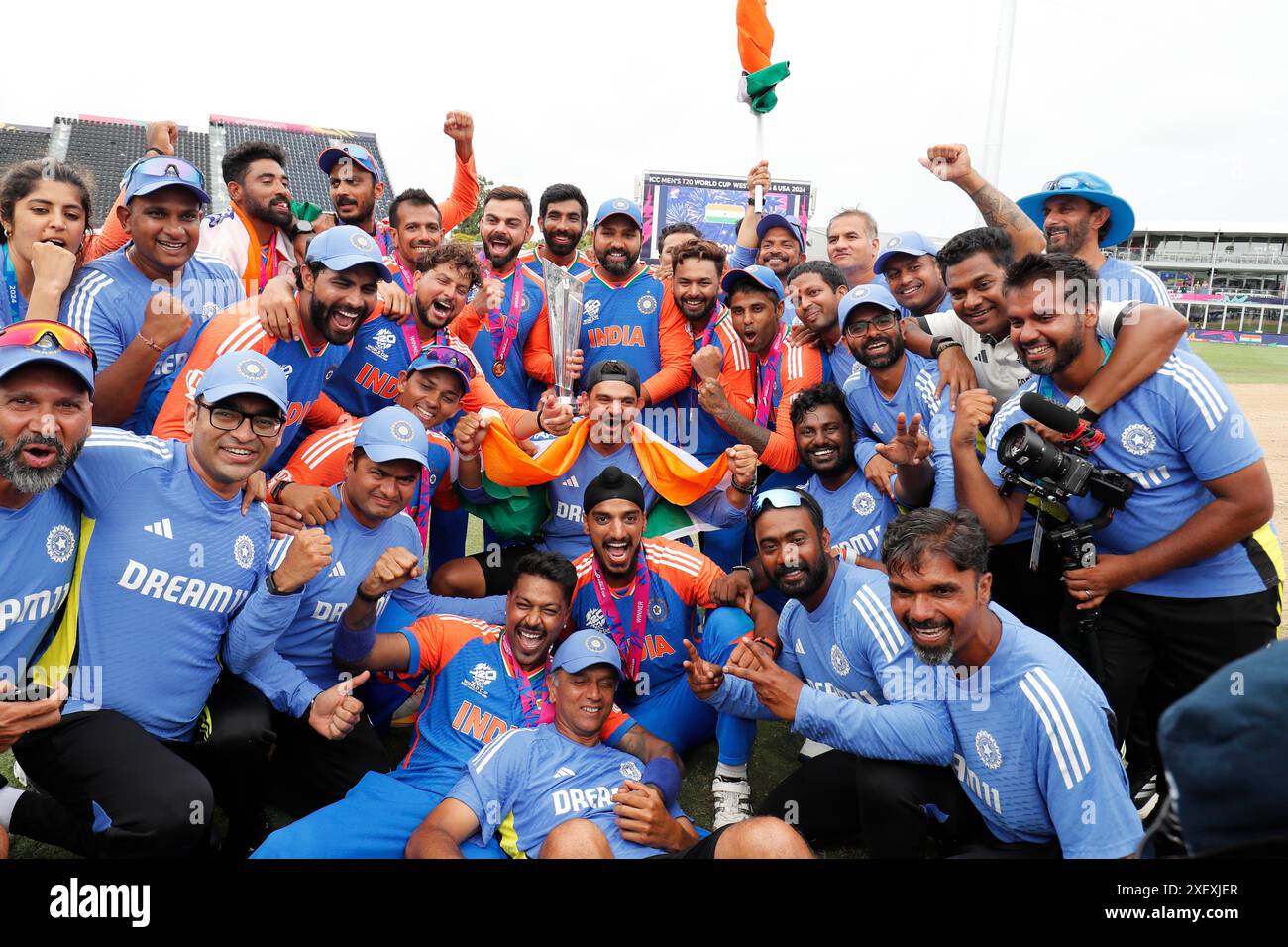 India players celebrate following the 2024 ICC Men's T20 World Cup ...