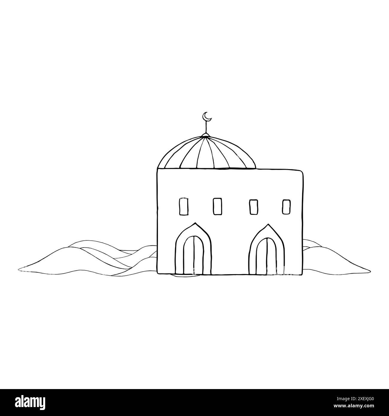 Arabic Ancient House In Desert Sand Line Sketch Stock Vector Image And Art Alamy