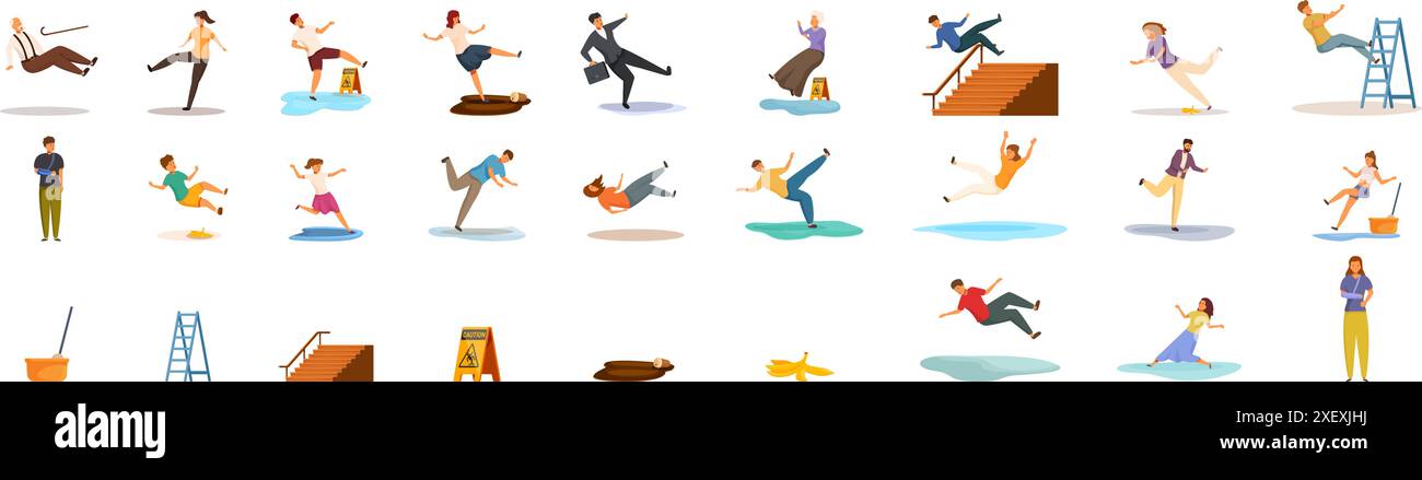 Slip people icons set. People of different ages, occupations and ...