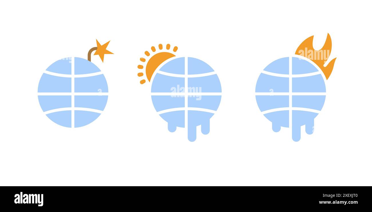 Icon Set for Climate Change and Environmental Impact Stock Vector Image ...