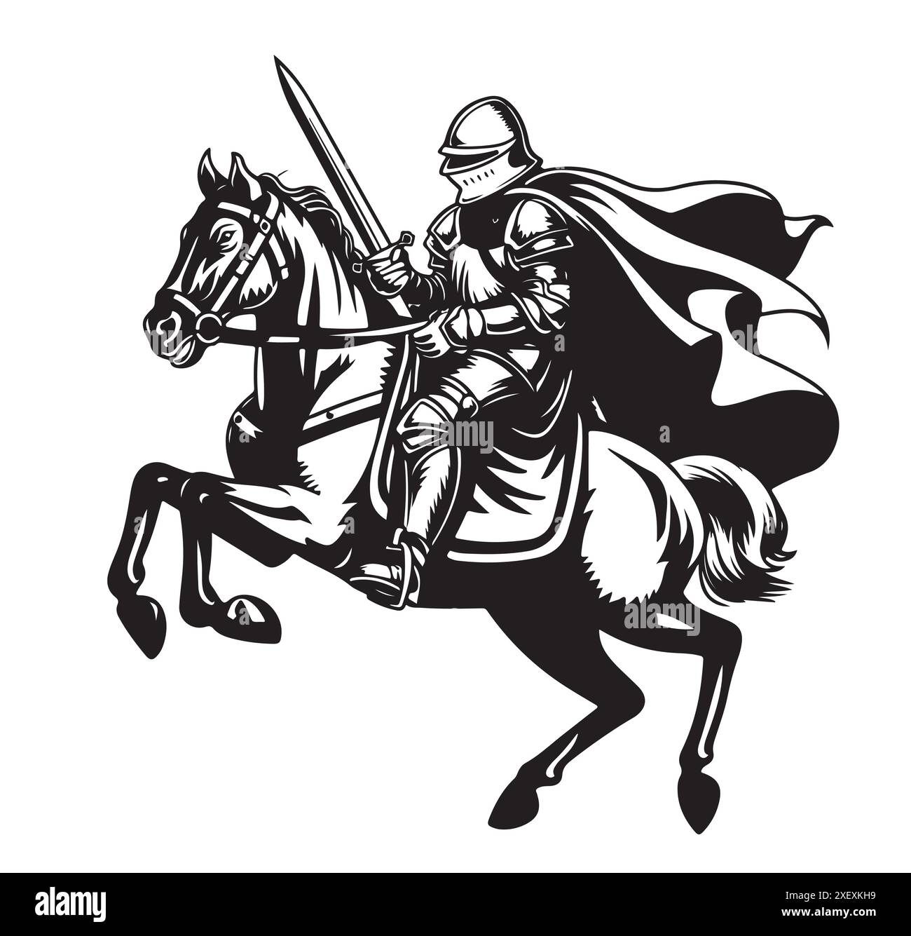 Knight helmet helmet drawing Black and White Stock Photos & Images - Alamy
