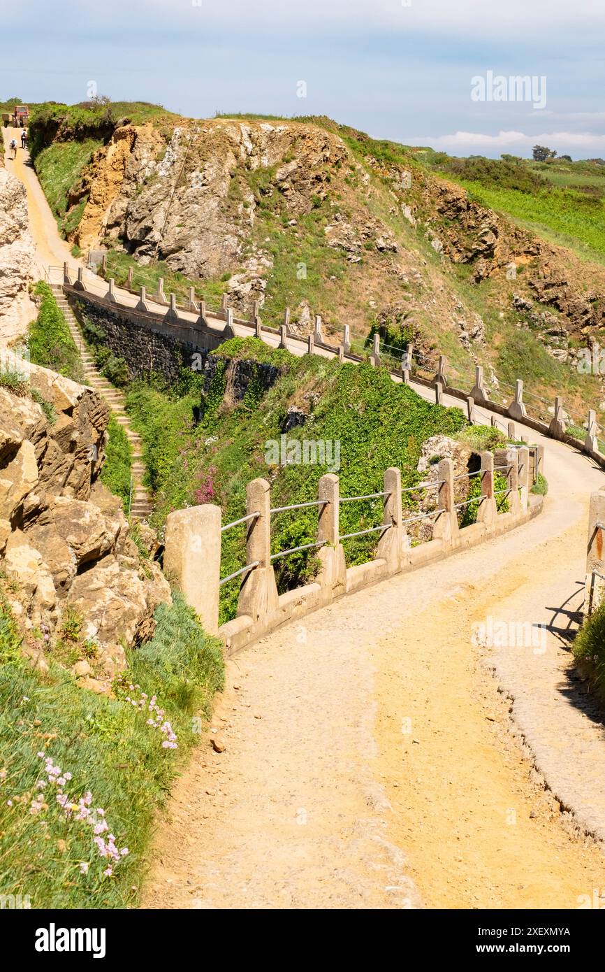 Le Coupee the narrow Isthmus from Little Sark to Big Sark on car free ...