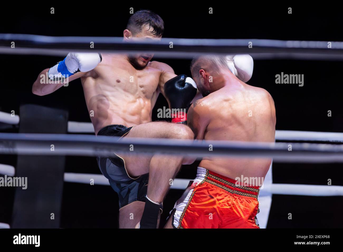 Two men are fighting in a boxing ring Stock Photo - Alamy