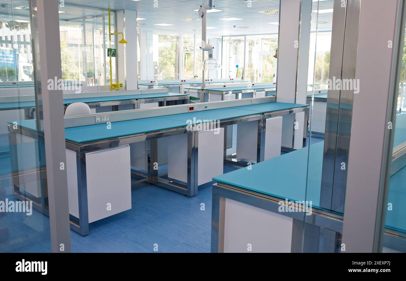 Bio pharmaceutical laboratory. Empty chemical laboratory. Barcelona ...