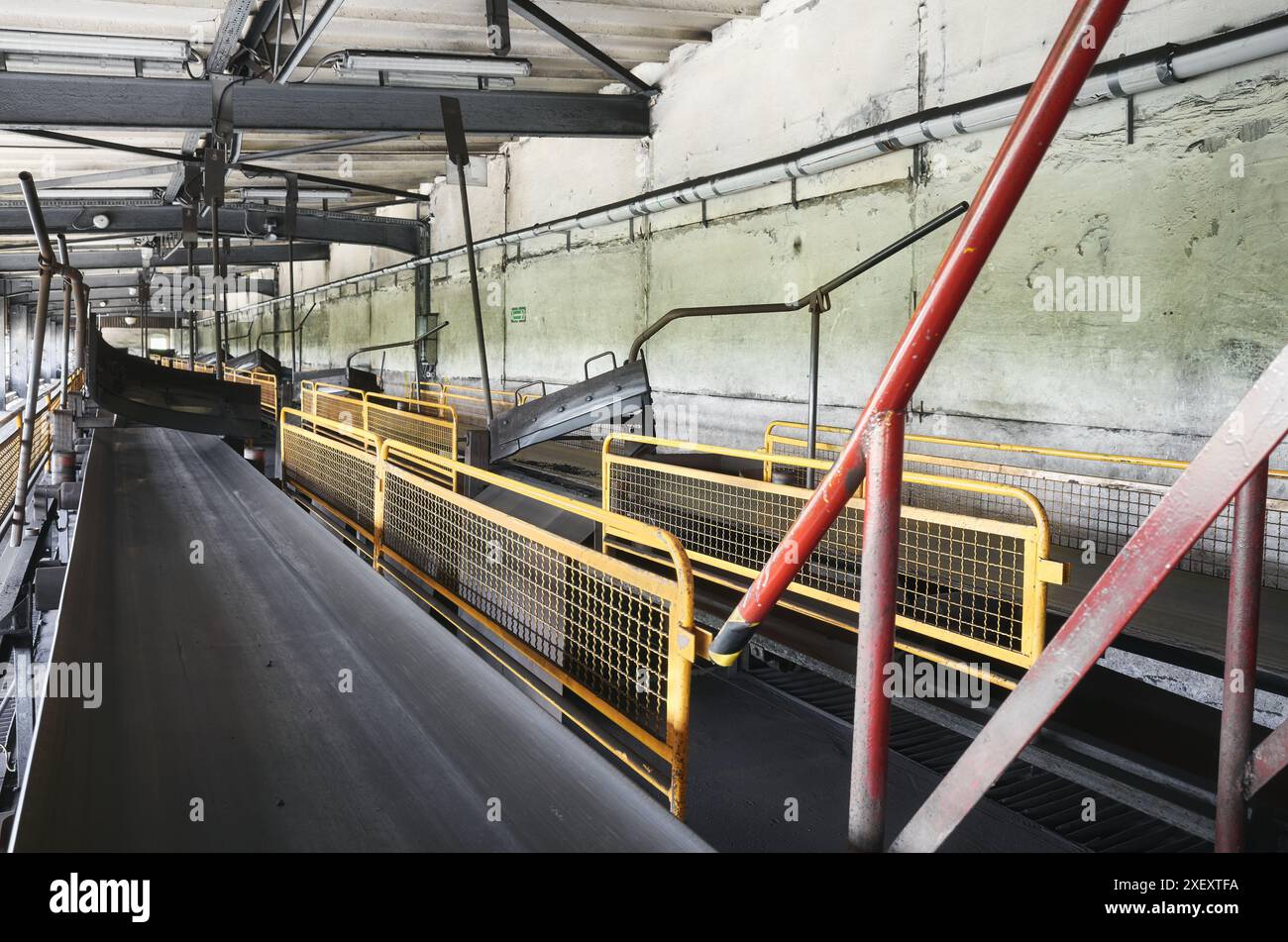 Belt conveyor in a coal fired heating plant, selective focusing Stock ...