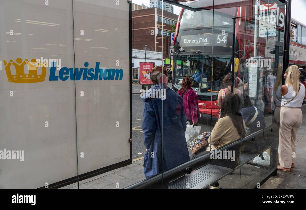 Bus stop in Lewisham,London,England,UK Stock Photo - Alamy