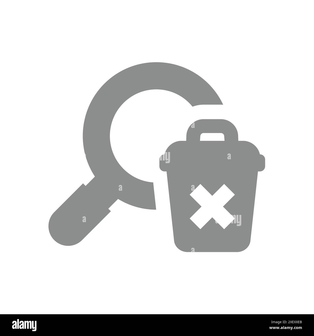 Magnifying glass and recycle bin icon. Delete search history vector ... Magnifying glass and recycle bin icon. Delete search history vector ...