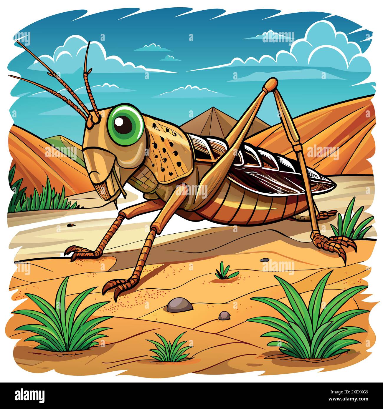 Desert Locust cricket active walks beach vector. AI generated image ...