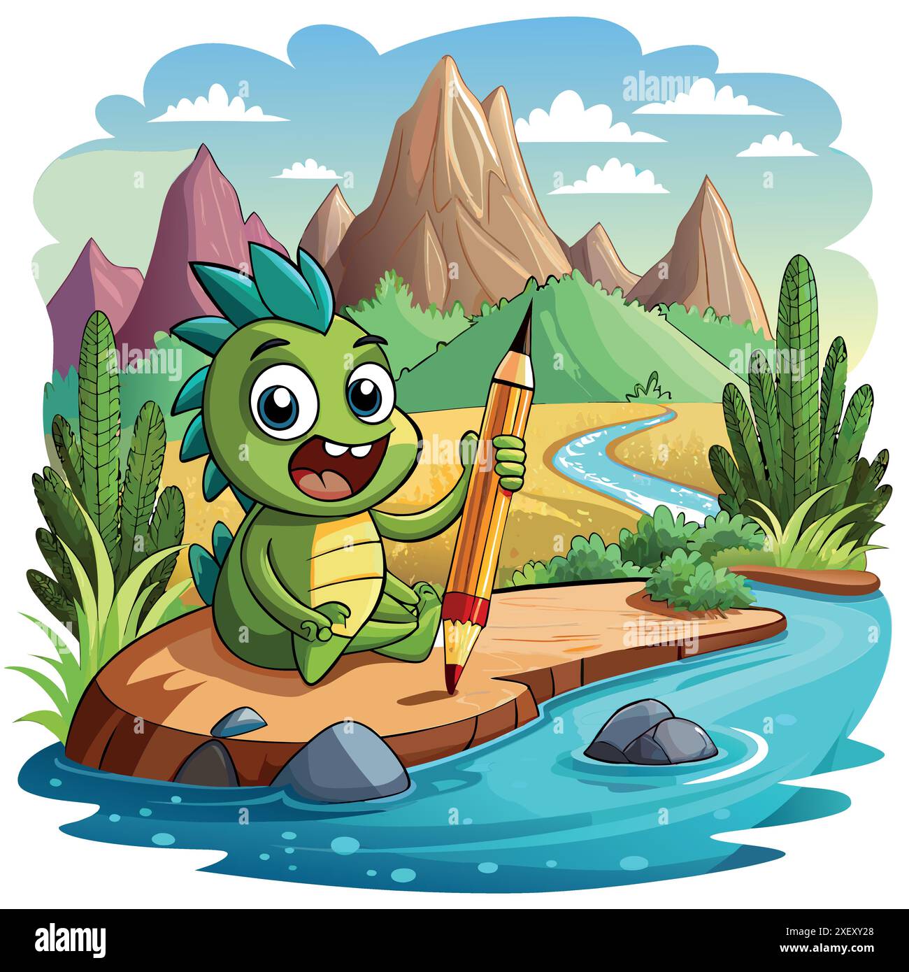 Desmostylus enthusiastic rests bank vector. AI generated image. Clipart ...