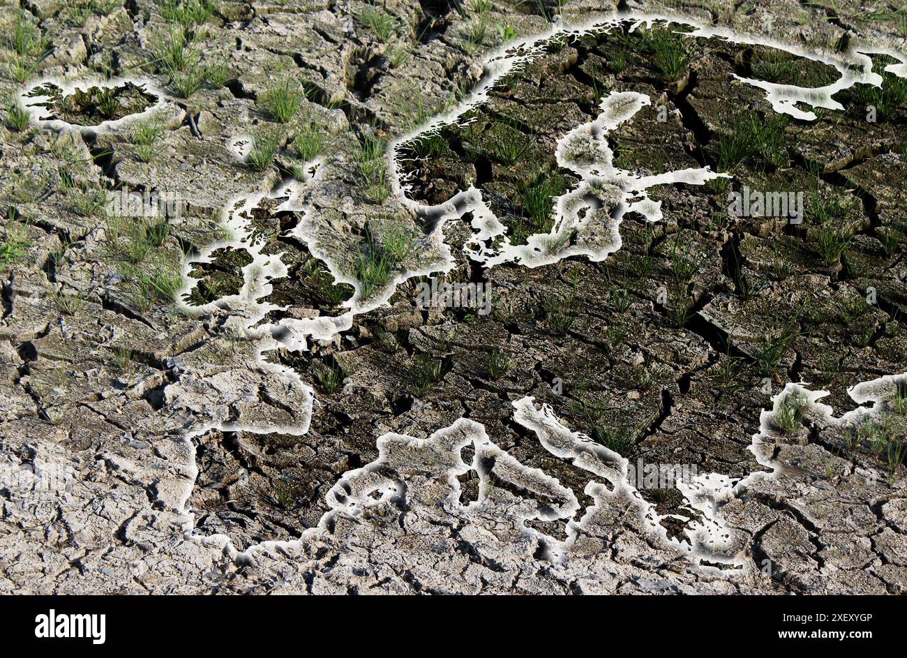 Drought in Europe, map of continent with dry brown land as background ...
