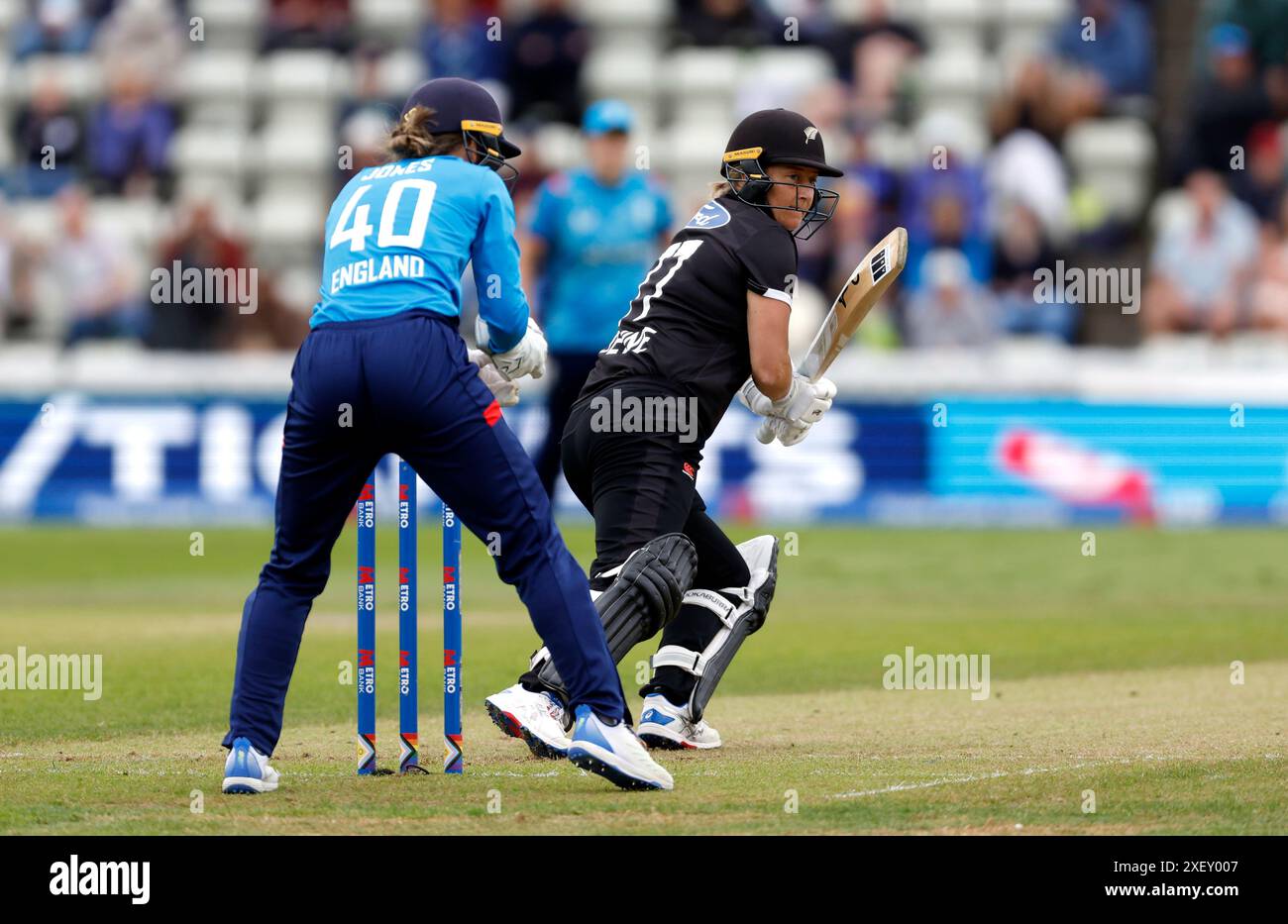 England Women's Amy Jones and New Zealand Women's Sophie Devine during ...