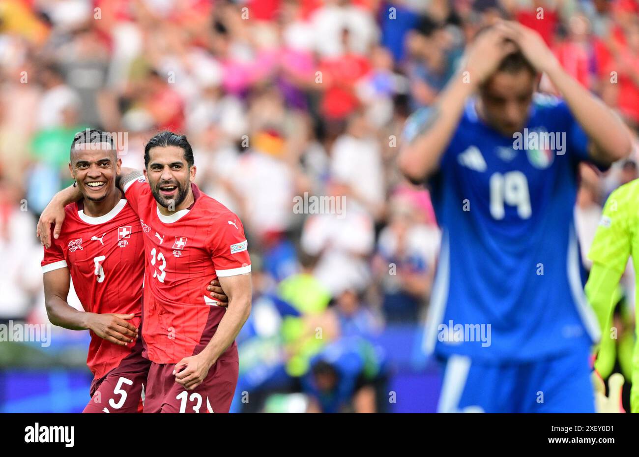 Berlin, Germany. 29th June, 2024. Manuel Akanji and Ricardo Rodriguez ...